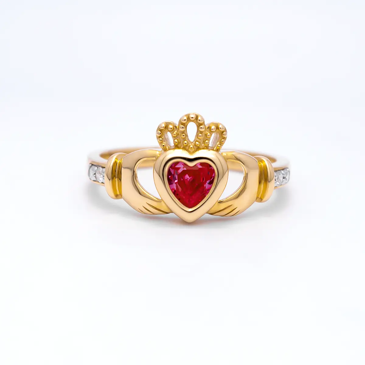 Gold January Claddagh Birthstone Ring