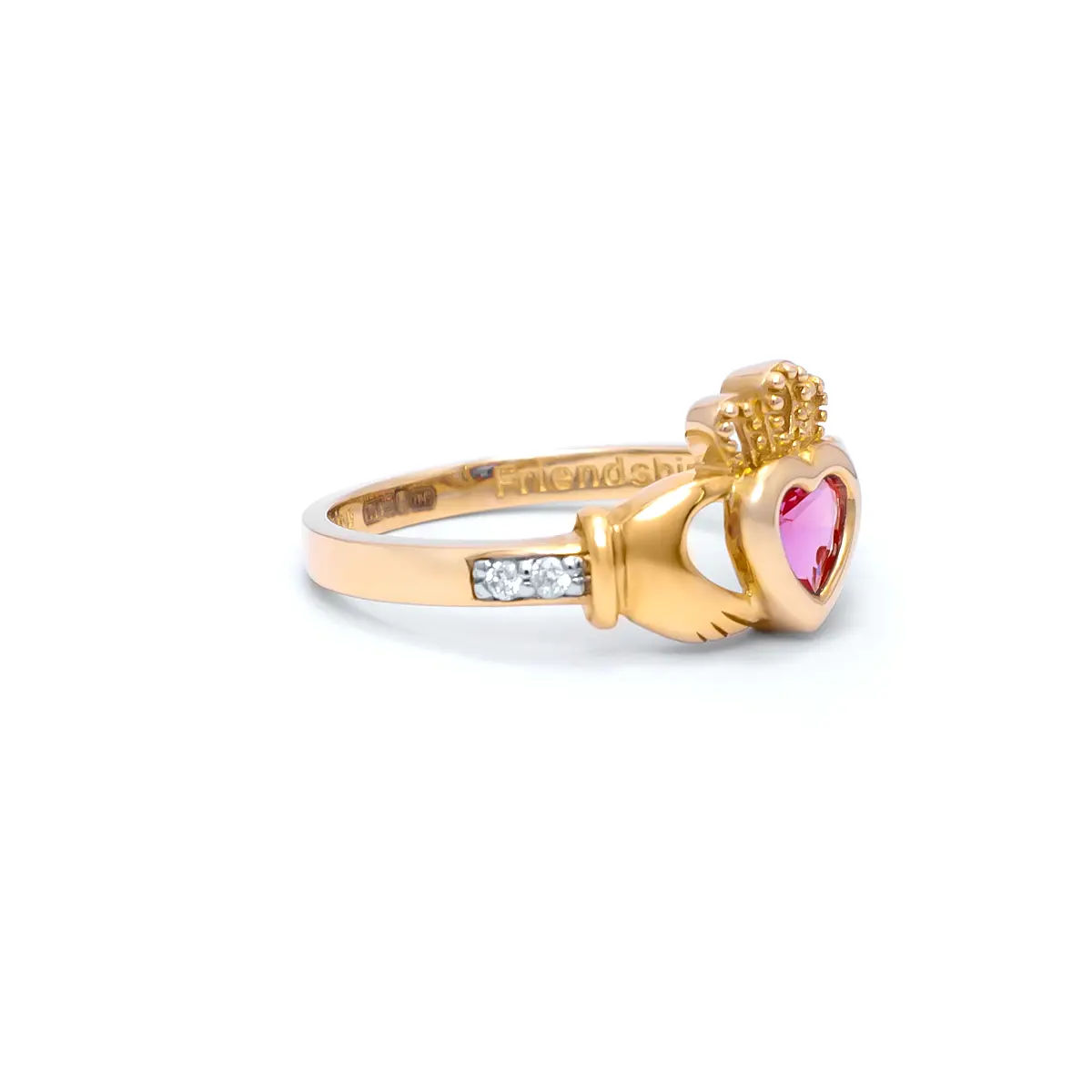 Gold January Claddagh Birthstone Ring