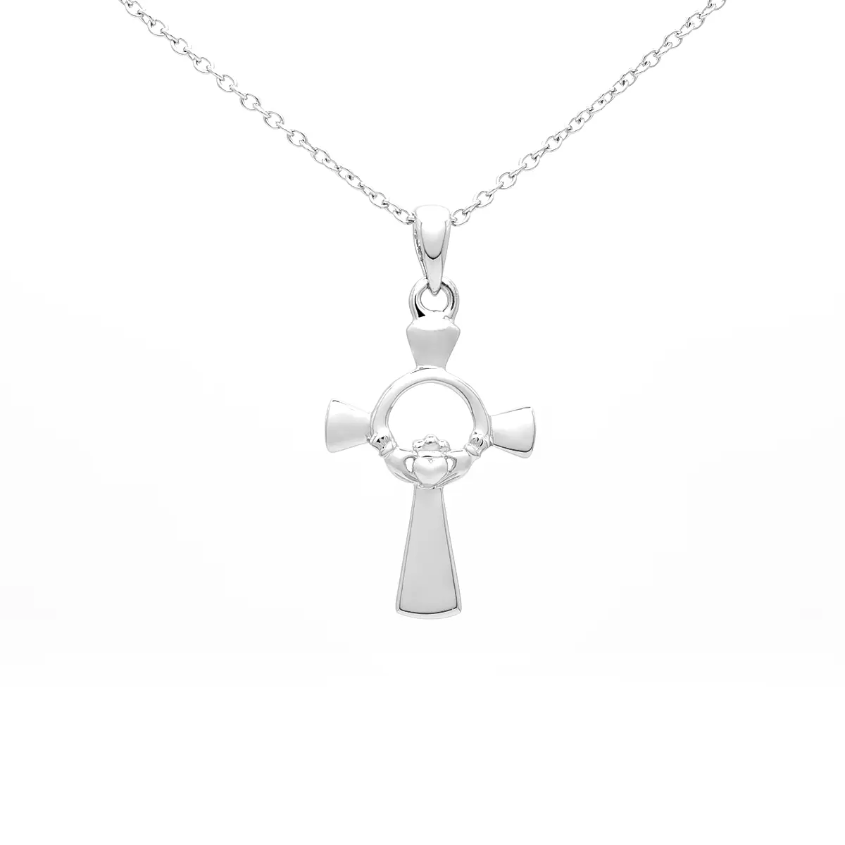 Sterling Silver Celtic Cross Claddagh Pendant
