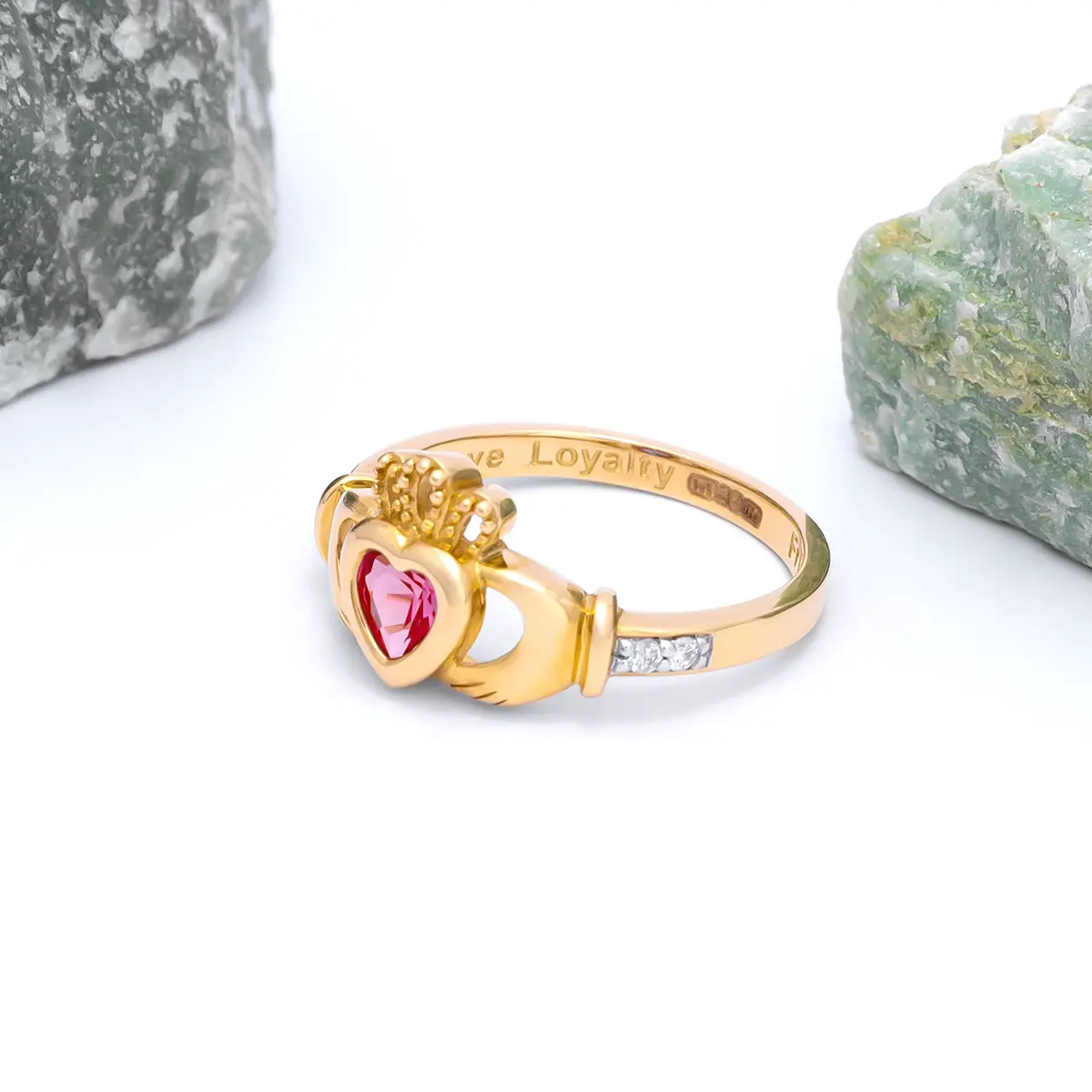 Gold January Claddagh Birthstone Ring