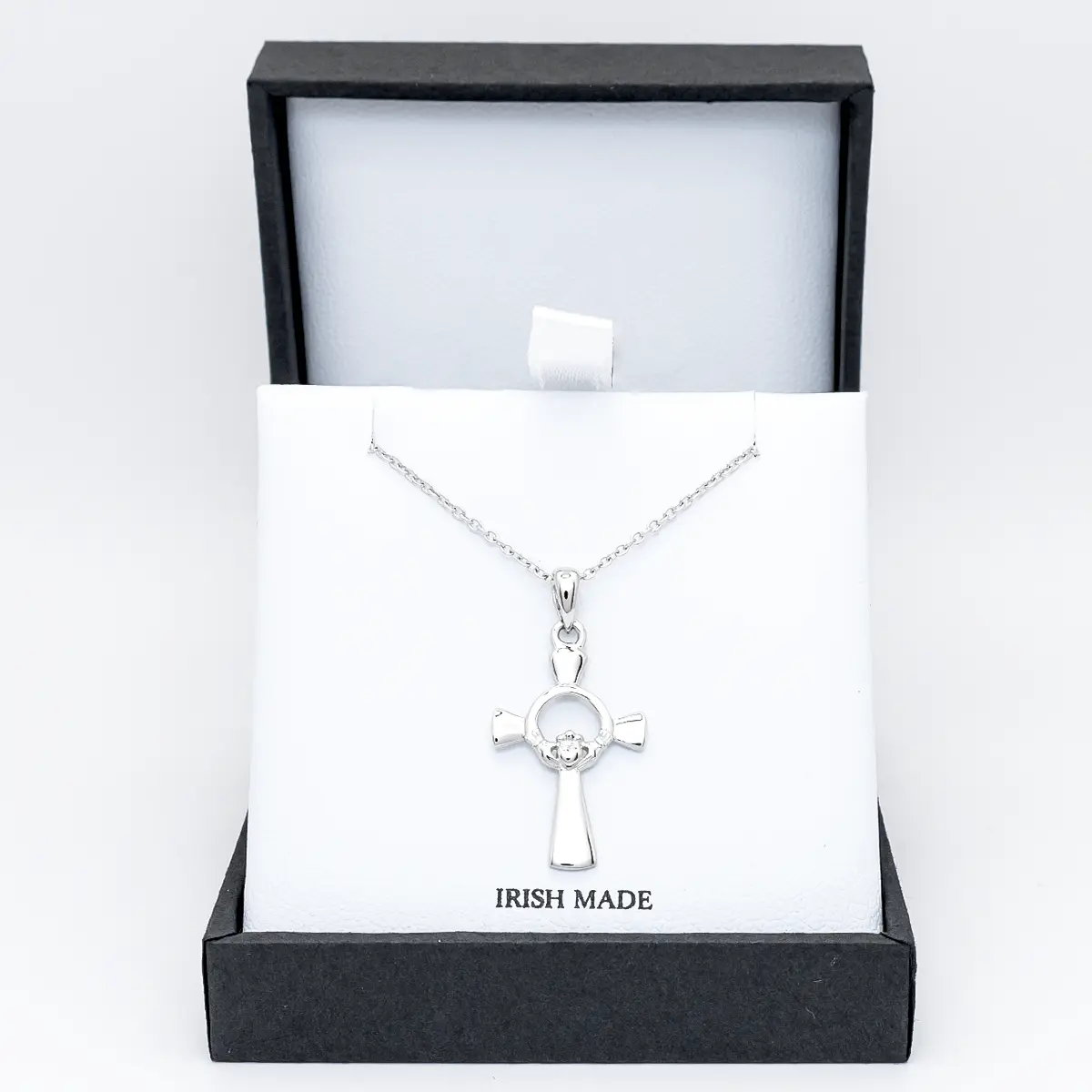 Sterling Silver Celtic Cross Claddagh Pendant