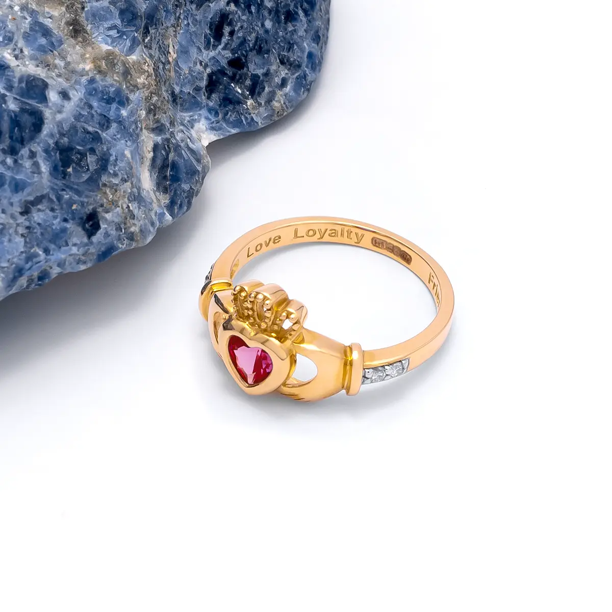 Gold January Claddagh Birthstone Ring