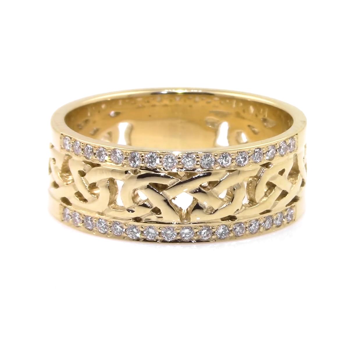Gold Double Row. Diamond Celtic Knot Ring | Irish Jewelry Craft