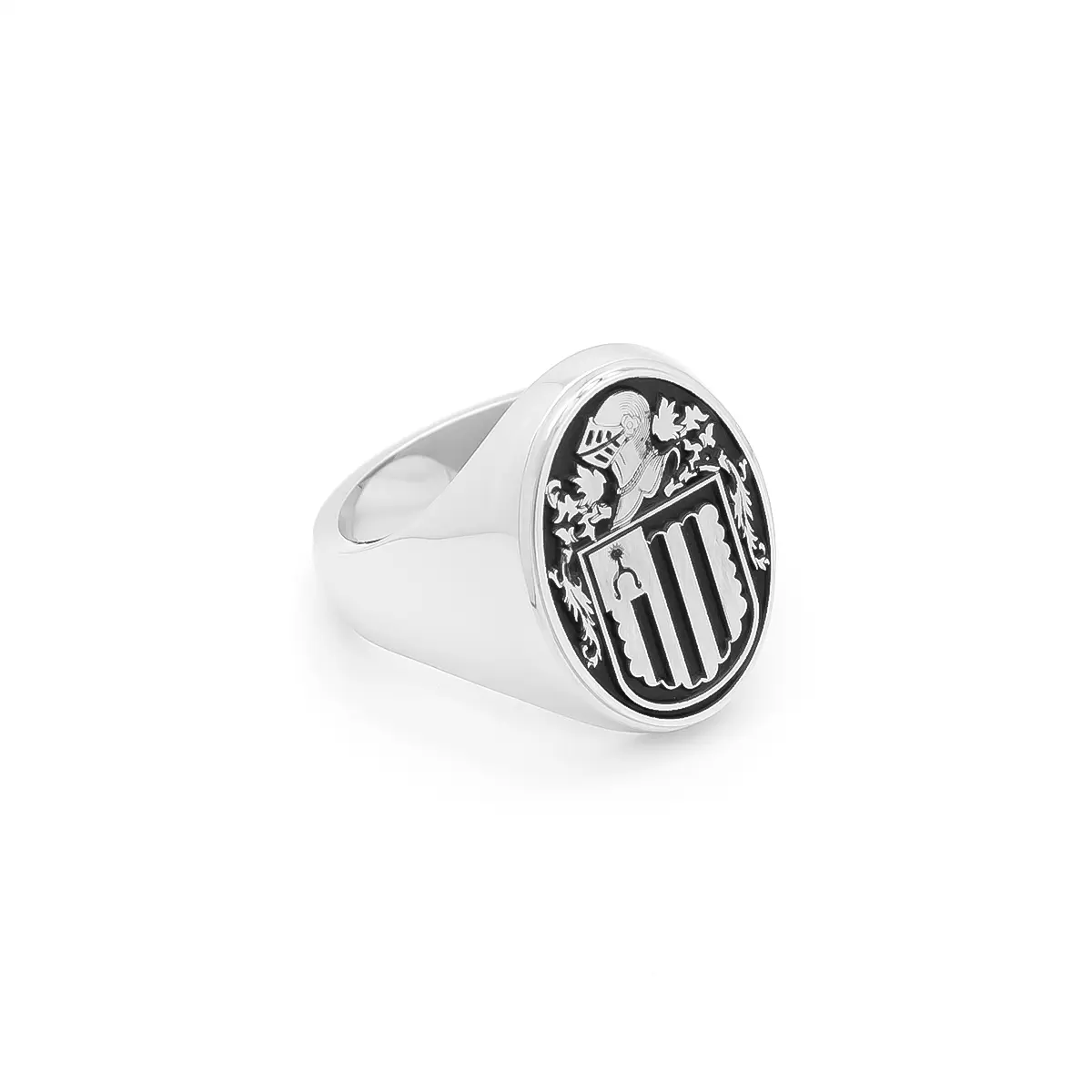 Mens Oxidized Silver Oval Family Crest Signet Ring - Irish Jewelry Craft
