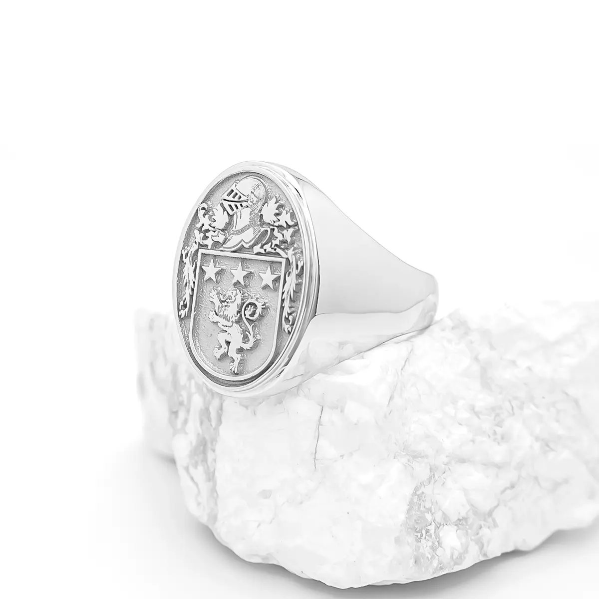 Mens Two Tone Oval Family Crest Signet Ring - Irish Jewelry Craft